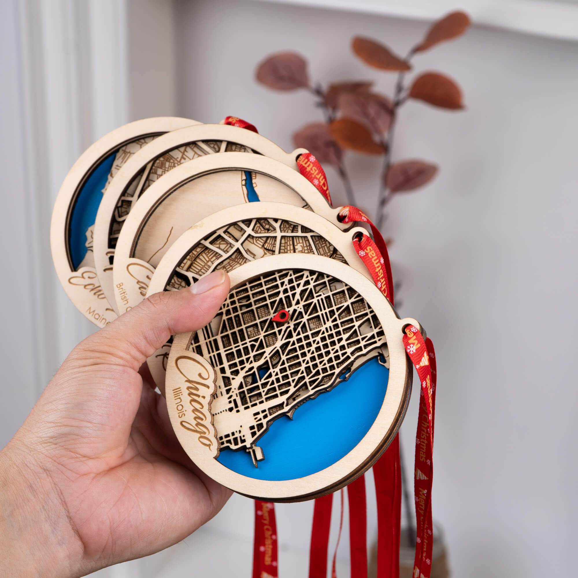 3D Wooden City Map Ornaments – Moc Tho LLC