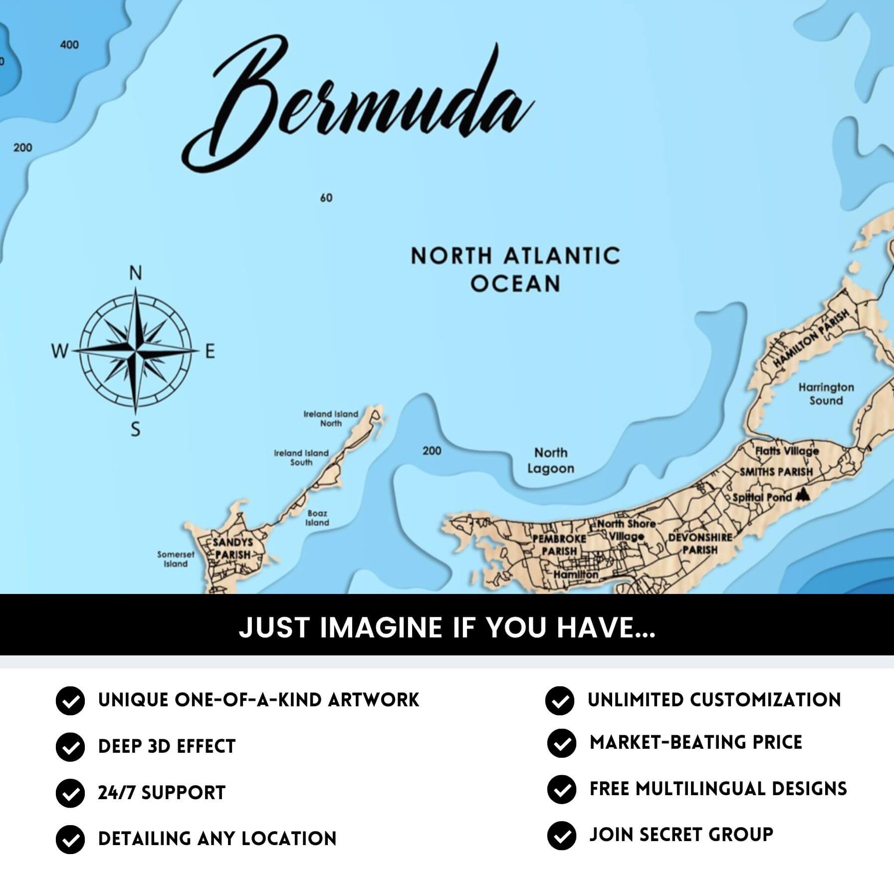 Bermuda Laser Map Files - 9 Layers - Svg/Ai/Dxf/Pdf – Moc Tho LLC