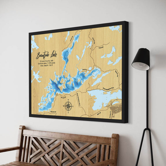 Burntside Lake, Minnesota 3D Wooden Map - Blue – 9 Layers – Moc Tho LLC