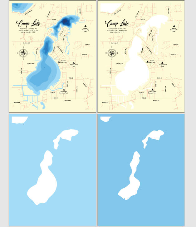 Camp Lake, Wisconsin Laser Map Files - 9 Layers - Svg/Ai/Dxf/Pdf – Moc ...