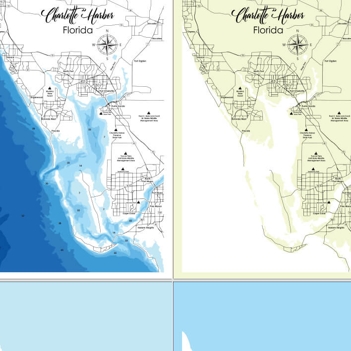 Charlotte Harbor, Florida Laser Map Files - 8 Layers - Svg/Ai/Dxf/Pdf ...