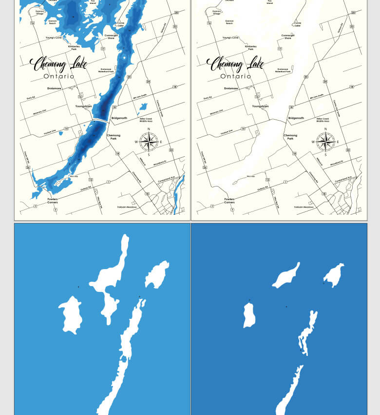 Chemong Lake, Ontario Laser Map Files -6 Layers -Svg/Ai/Dxf/Pdf – Moc ...