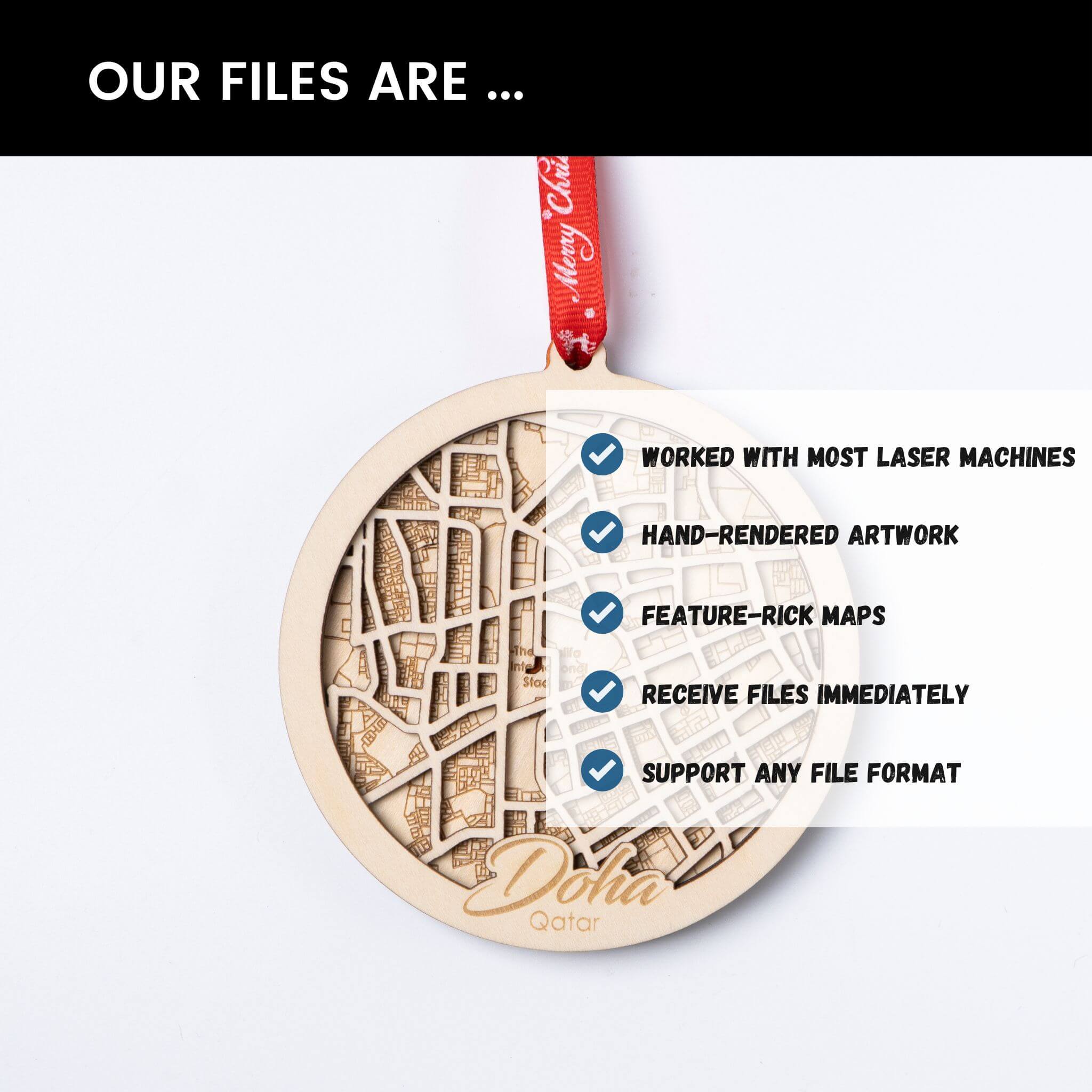 Doha, Qatar City Map Ornaments Files - 4 Layers - Svg/Ai/Dxf/Pdf – Moc ...