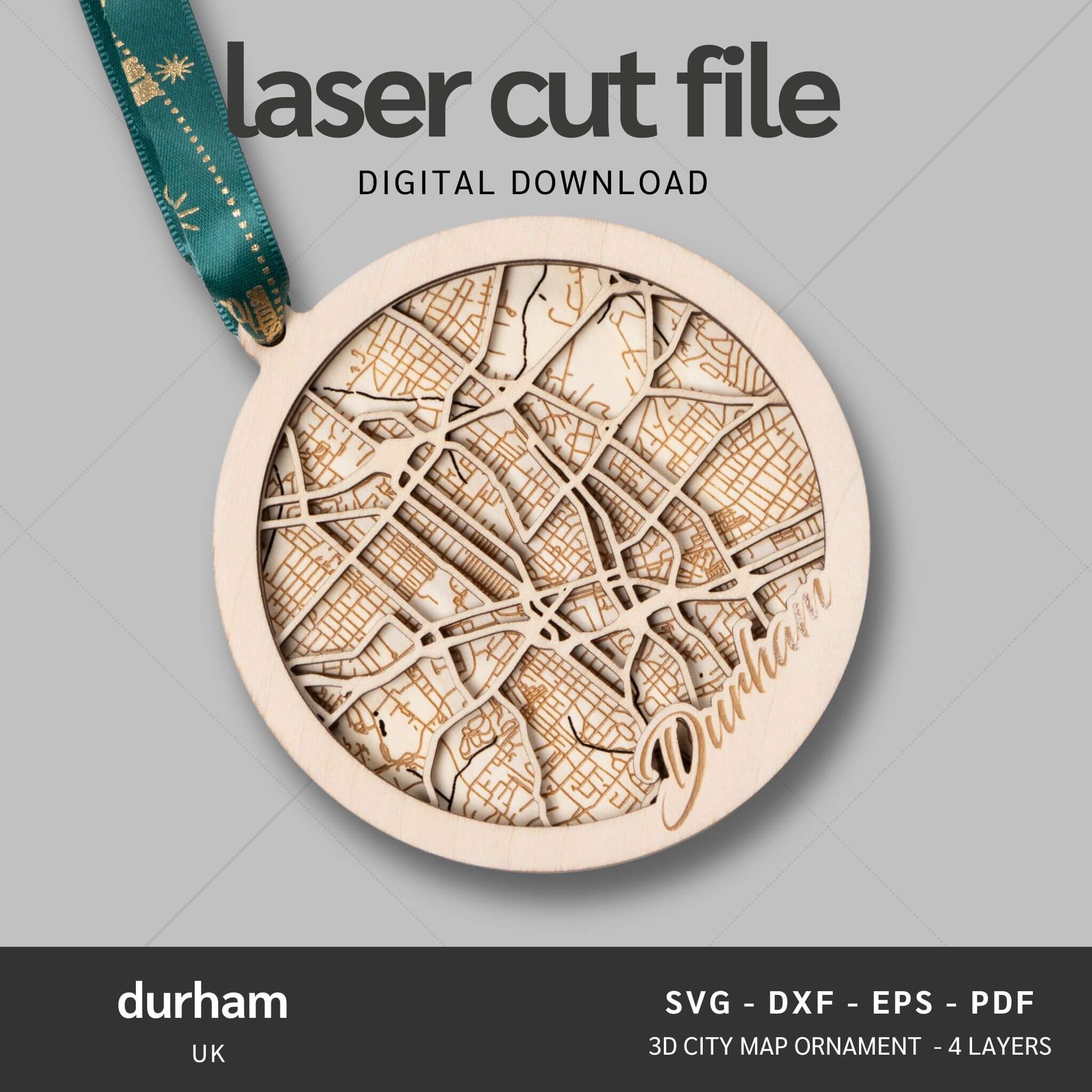 Durham, UK City Map Ornaments Files - 4 Layers - Svg/Ai/Dxf/Pdf – Moc ...