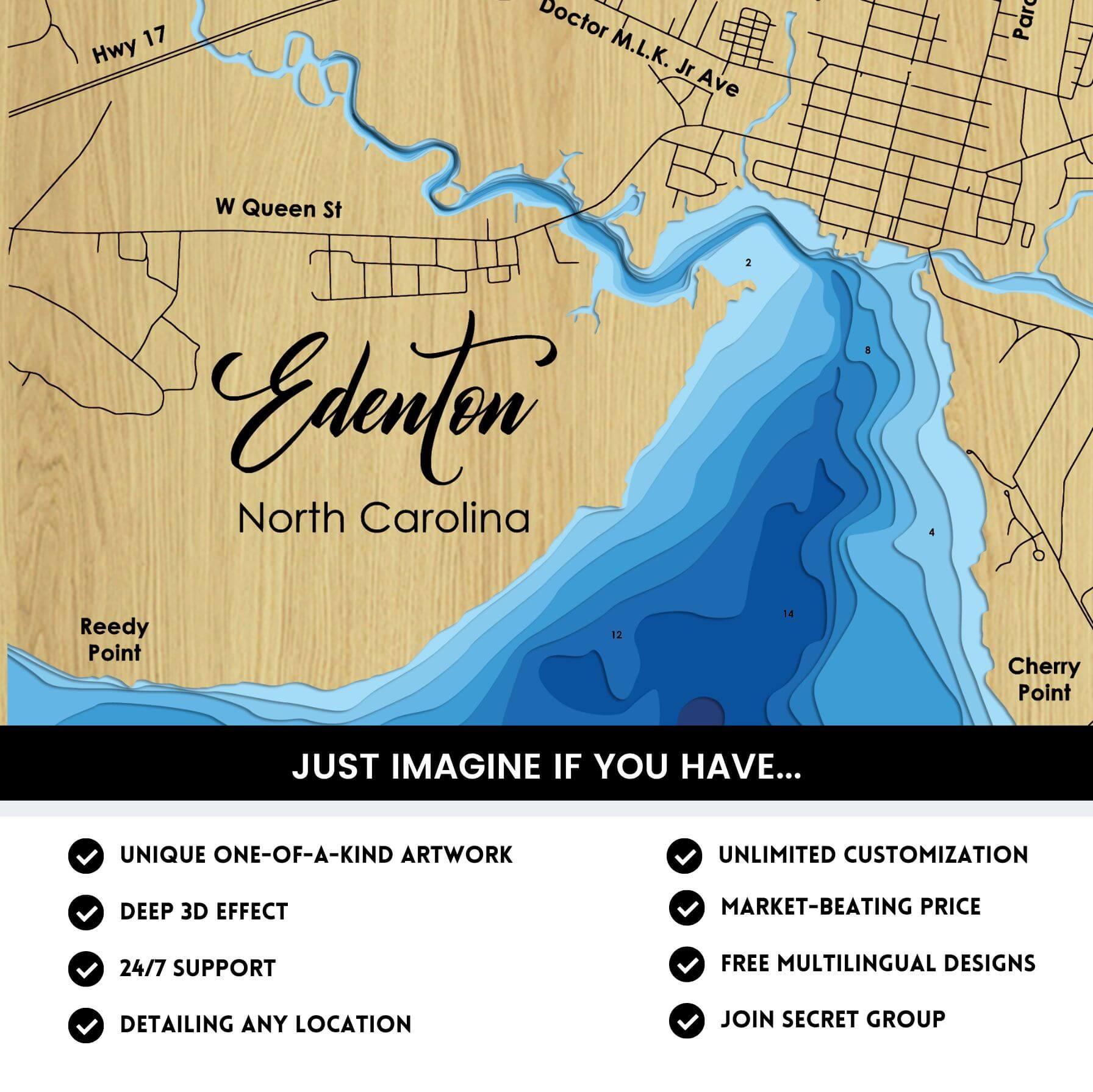 Edenton, North Carolina Laser Map Files - 9 Layers - Svg/Ai/Dxf/Pdf ...