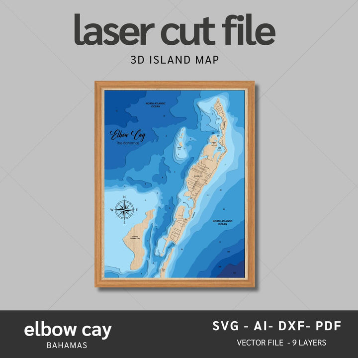 Elbow Cay, The Bahamas Laser Map Files - 9 Layers - Svg/Ai/Dxf/Pdf – My ...