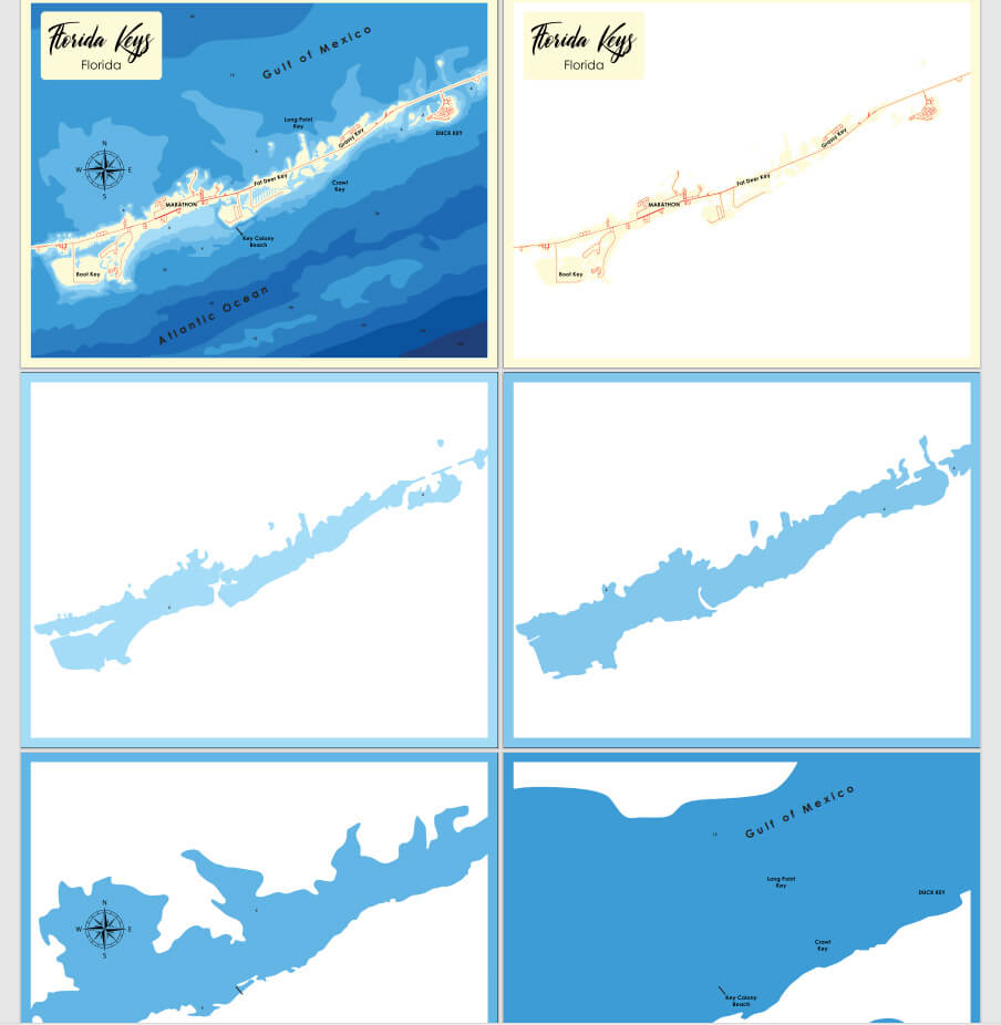 Florida Keys Laser Map Files - 9 Layers - Svg/Ai/Dxf/Pdf – Moc Tho LLC