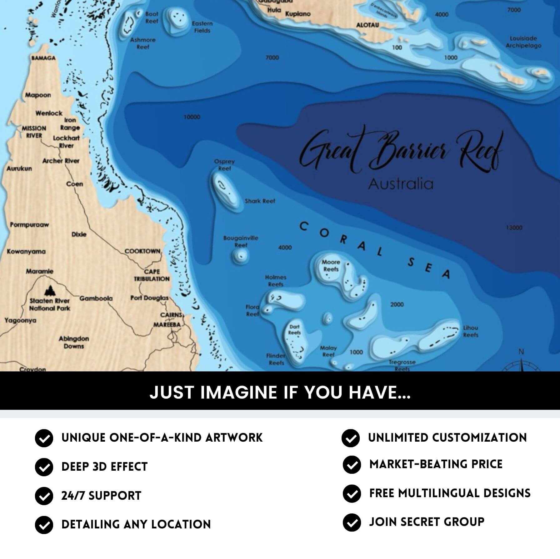 Great Barrier Reef, Australia 3D Laser Map Files - Svg/Ai/Dxf/Pdf – Moc ...