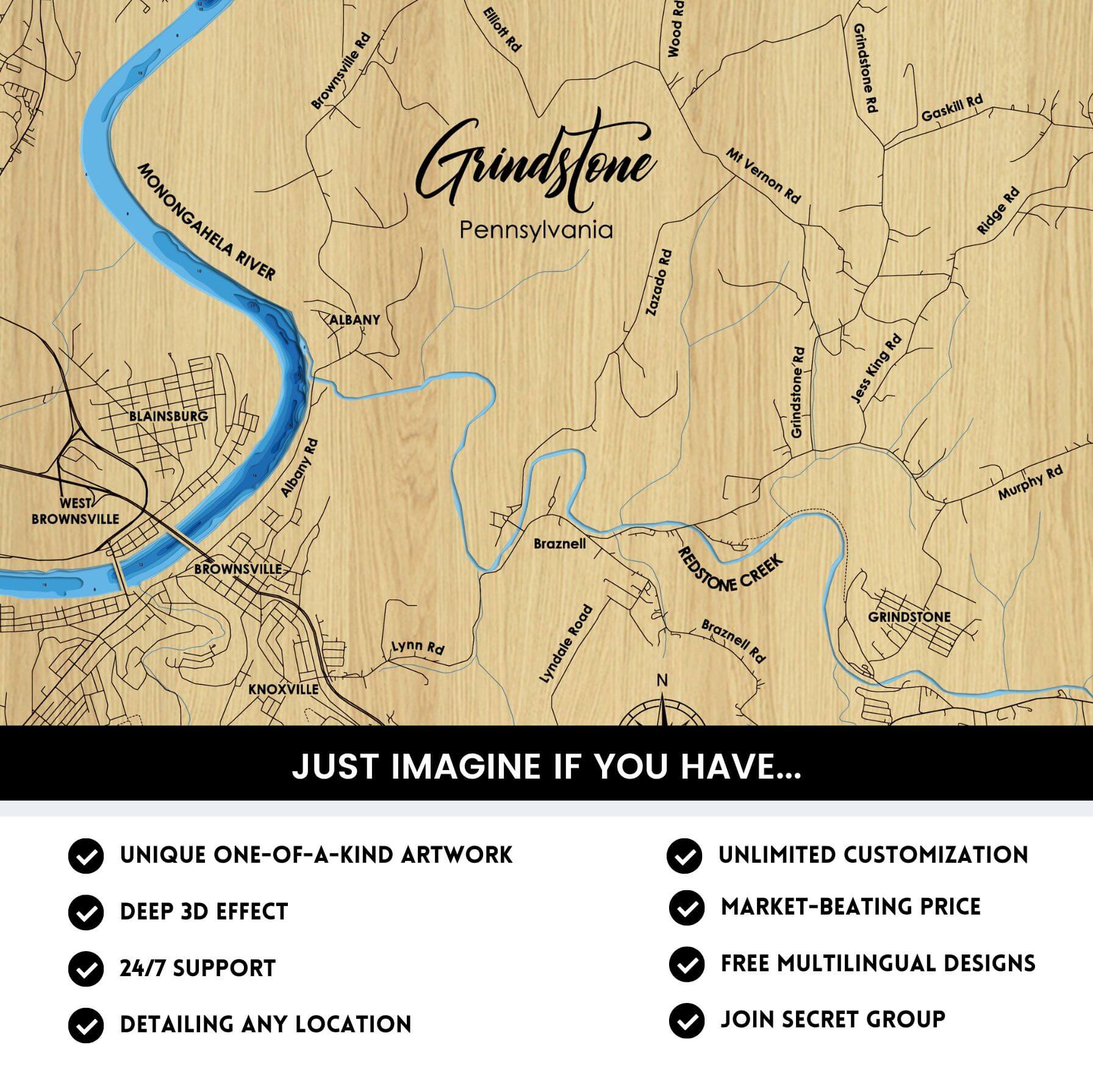 Grindstone, Pennsylvania Laser Map Files - 7 Layers - Svg/Ai/Dxf/Pdf ...