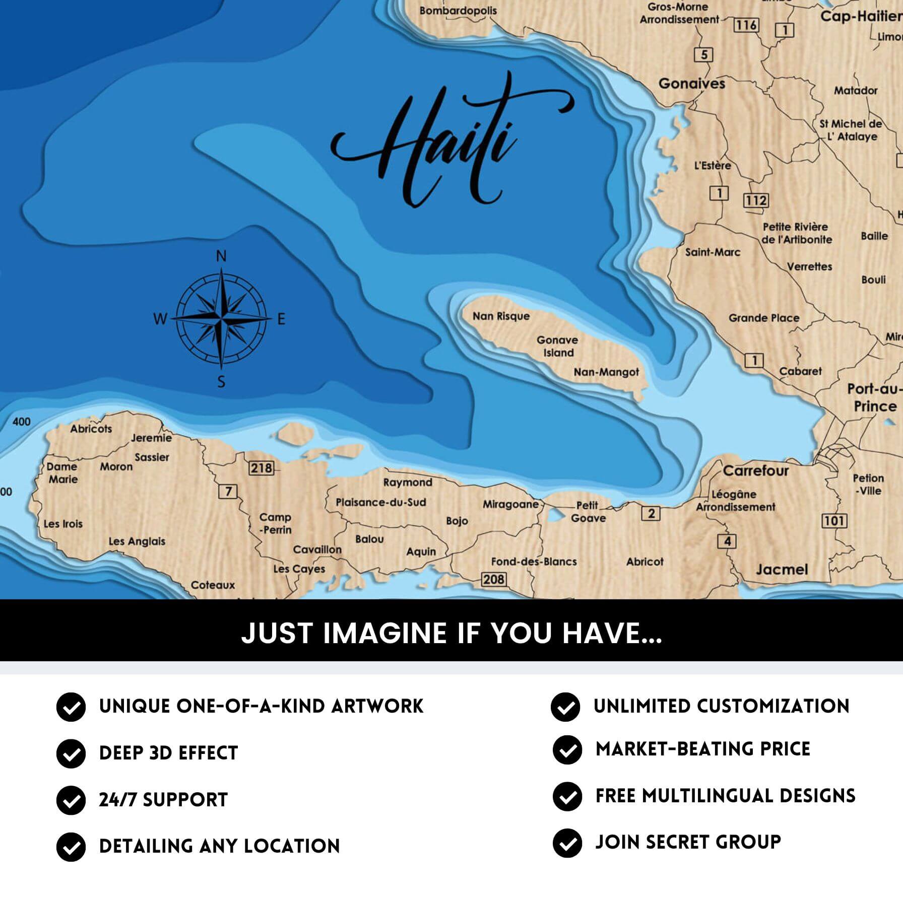 Haiti Laser Map Files - 9 Layers - Svg/Ai/Dxf/Pdf – Moc Tho LLC