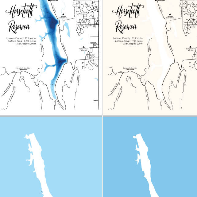 Horsetooth Reservoir, Colorado Laser Map Files - 9 Layers - Svg/Ai/Dxf ...