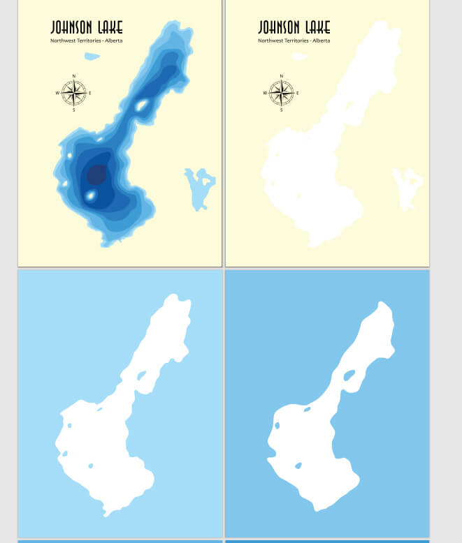 Johnson Lake, Alberta Laser Map Files - 9 Layers - Svg/Ai/Dxf/Pdf – Moc Tho