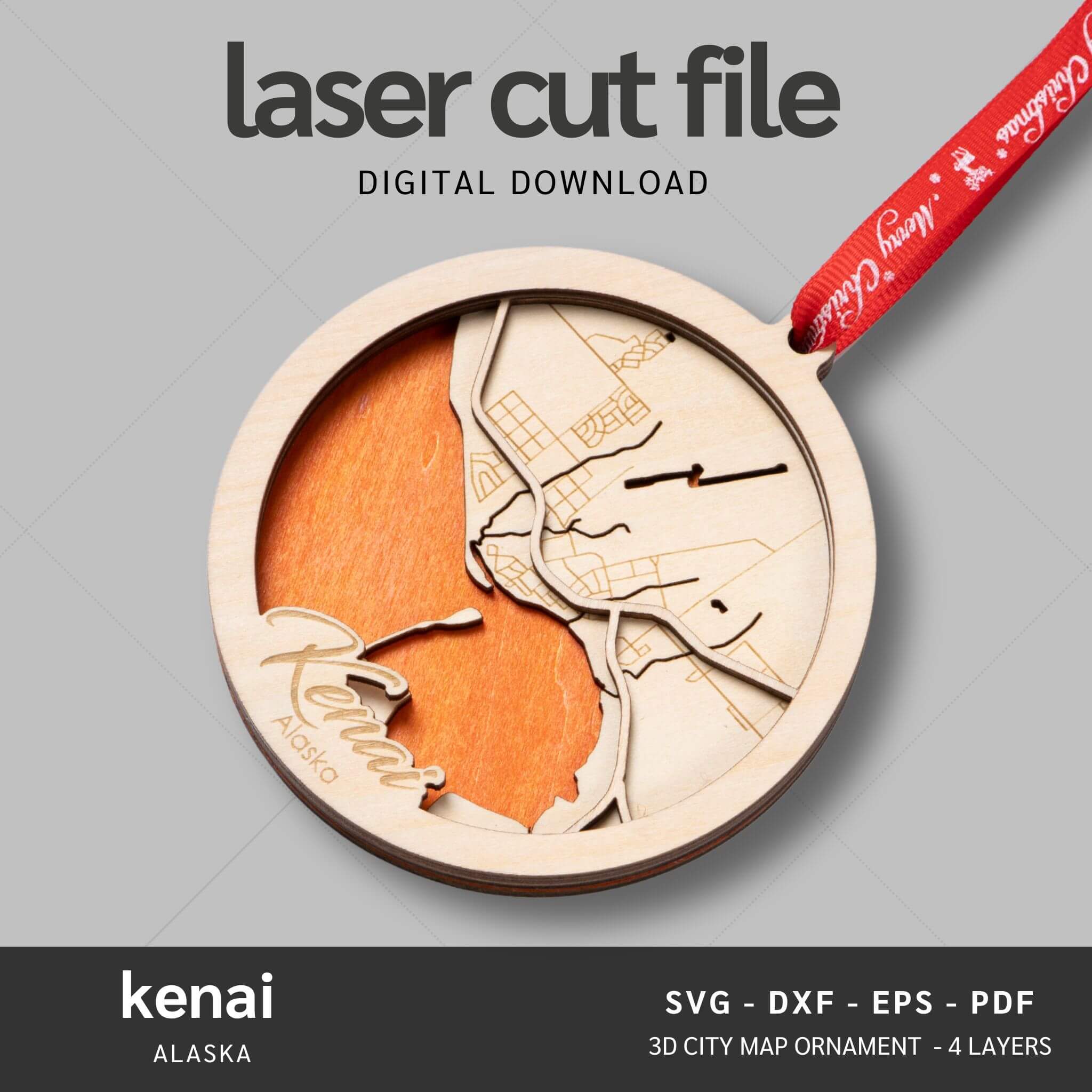 Kenai, AK City Map Ornaments Files - 4 Layers - Svg/Ai/Dxf/Pdf – Moc ...