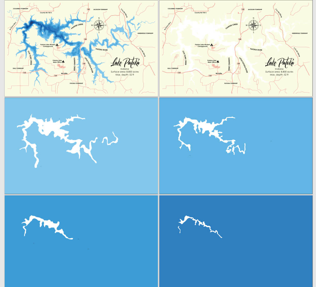 Lake Patoka, Indiana Laser Map Files - 8 Layers - Svg/Ai/Dxf/Pdf – Moc ...