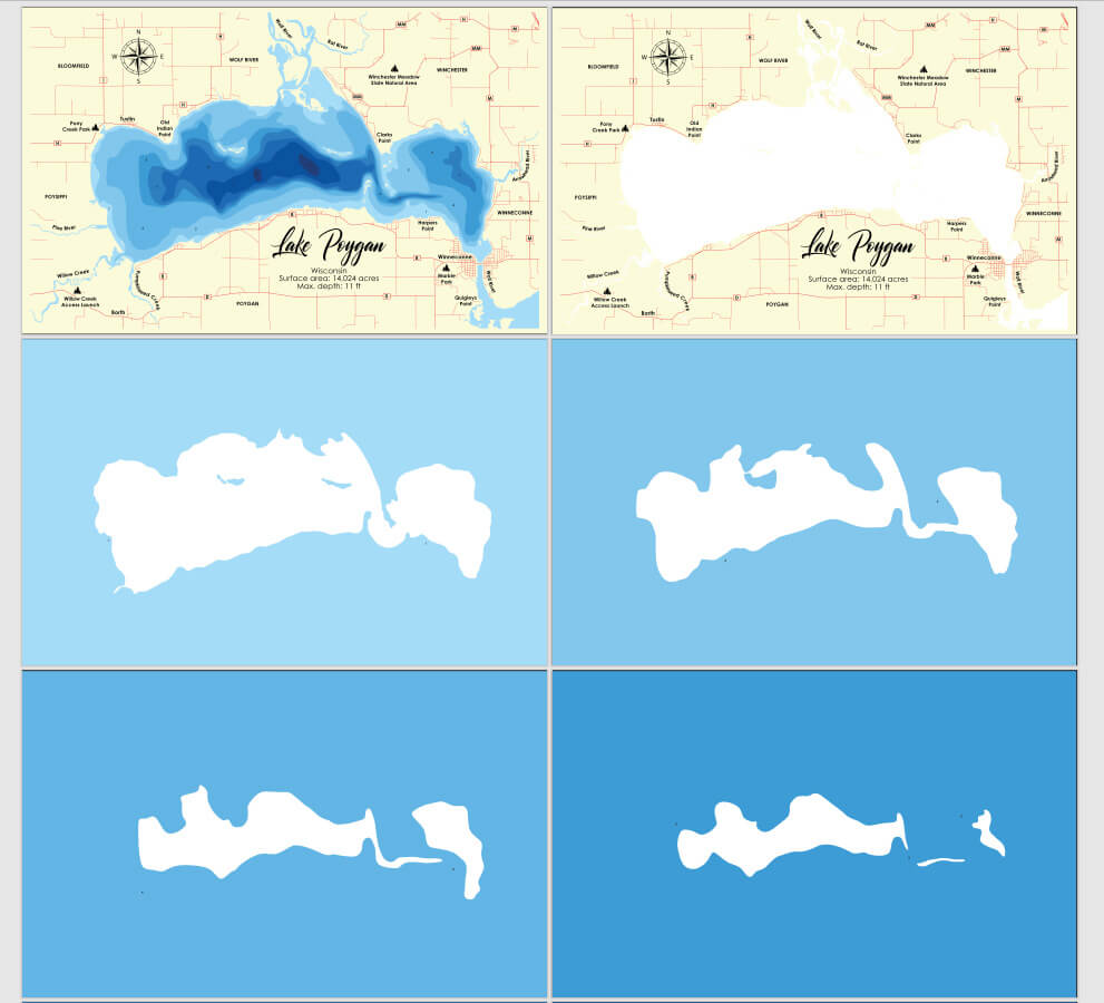 Lake Poygan, Wisconsin Laser Map Files - 9 Layers - Svg/Ai/Dxf/Pdf ...