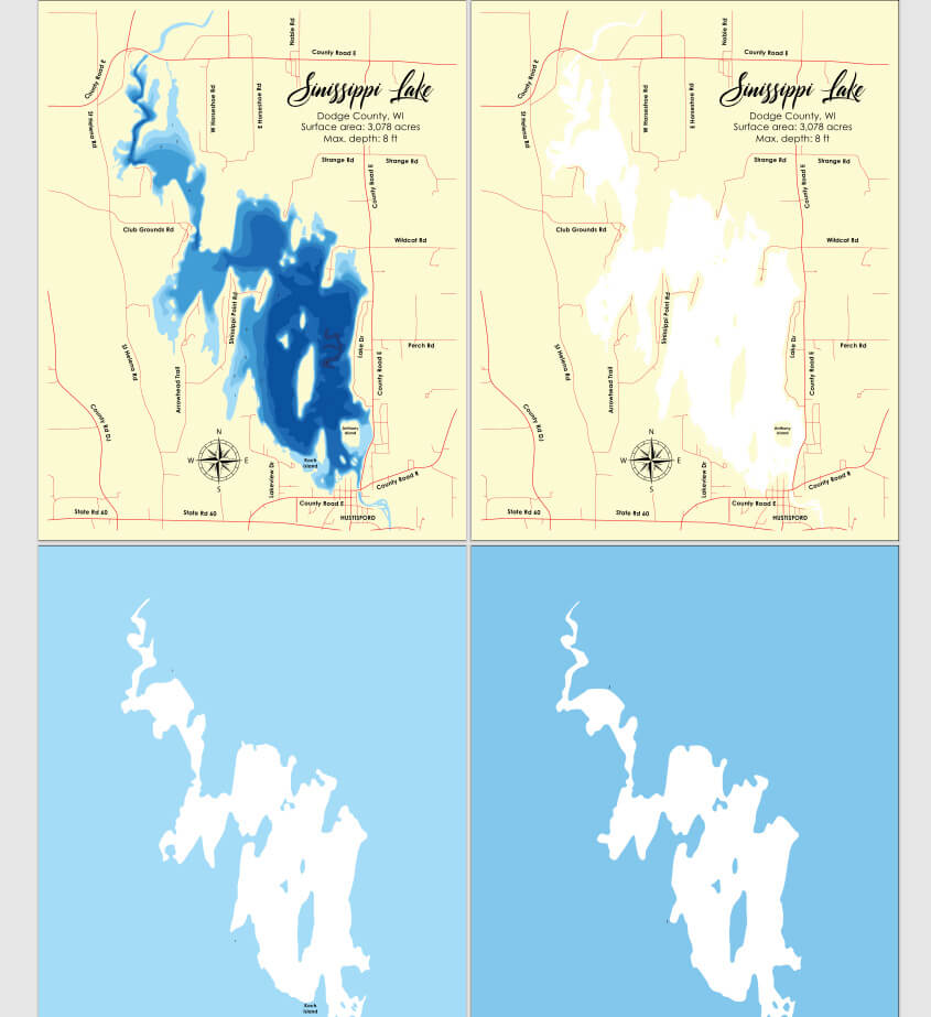 Sinissippi Lake, Wisconsin Laser Map Files - 9 Layers - Svg/Ai/Dxf/Pdf ...