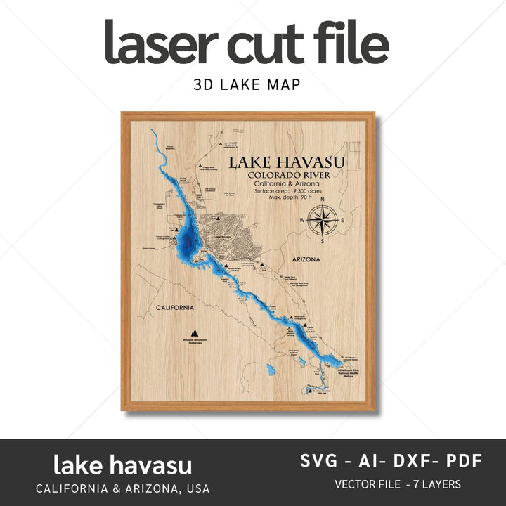 Lake Havasu Laser Map Files - 7 Layers - Svg/Ai/Dxf/Pdf – Moc Tho