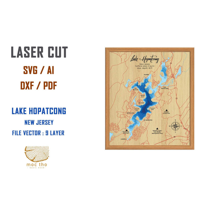 Lake Hopatcong Laser Map Files - 9 Layers - Svg/Ai/Dxf/Pdf – My Store