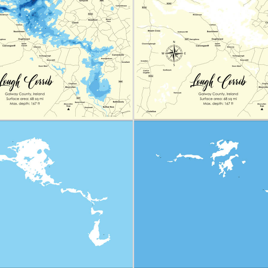 Lough Corrib, Ireland Laser Map Files - 8 Layers - Svg/Ai/Dxf/Pdf – Moc ...