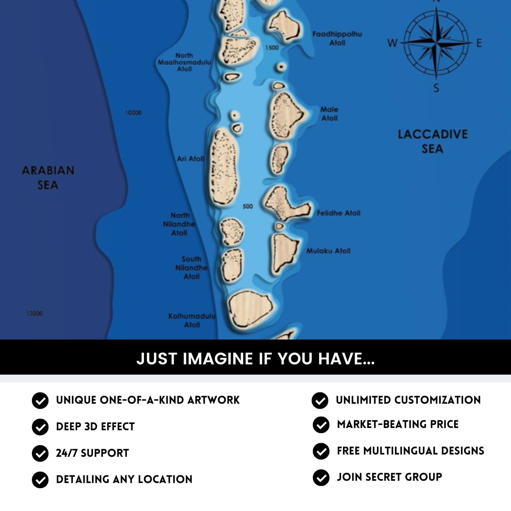 Maldives Laser Map Files - 9 Layers - Svg/Ai/Dxf/Pdf – Moc Tho LLC