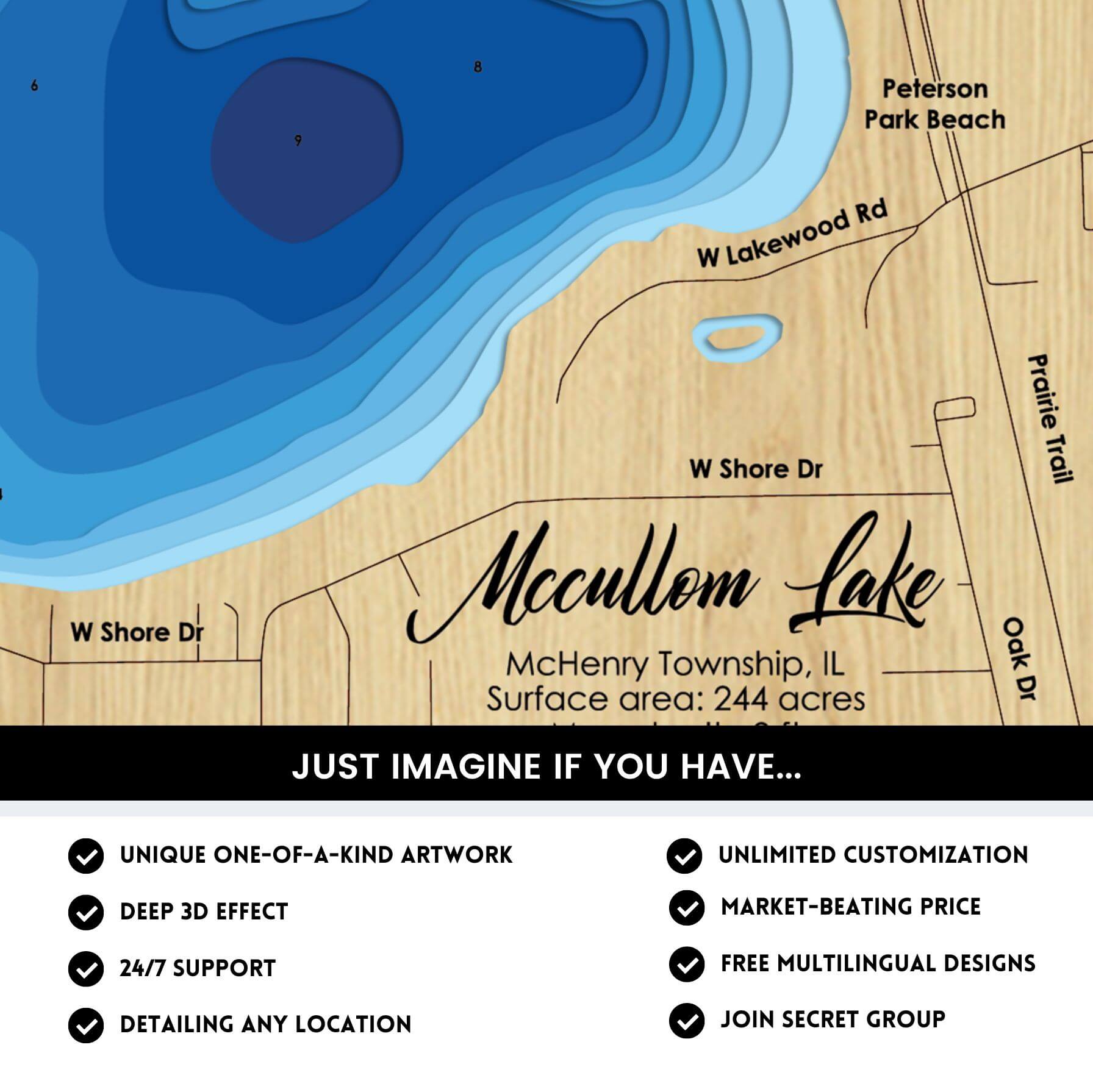 McCullom Lake, Illinois Laser Map Files - 9 Layers - Svg/Ai/Dxf/Pdf ...