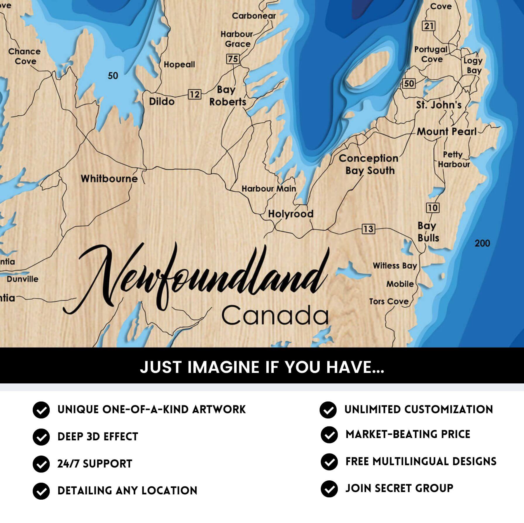 Newfoundland, Canada Laser Map Files - 8 Layers - Svg/Ai/Dxf/Pdf – Moc ...