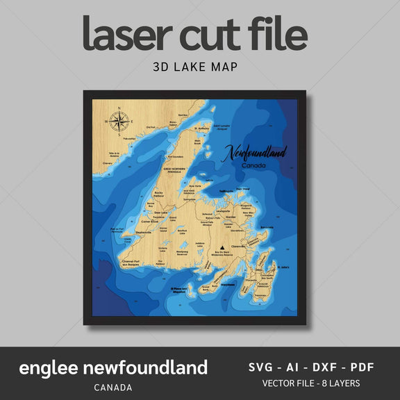 Englee Newfoundland, Canada Laser Map Files -8 Layers - Svg/Ai/Dxf/Pdf ...