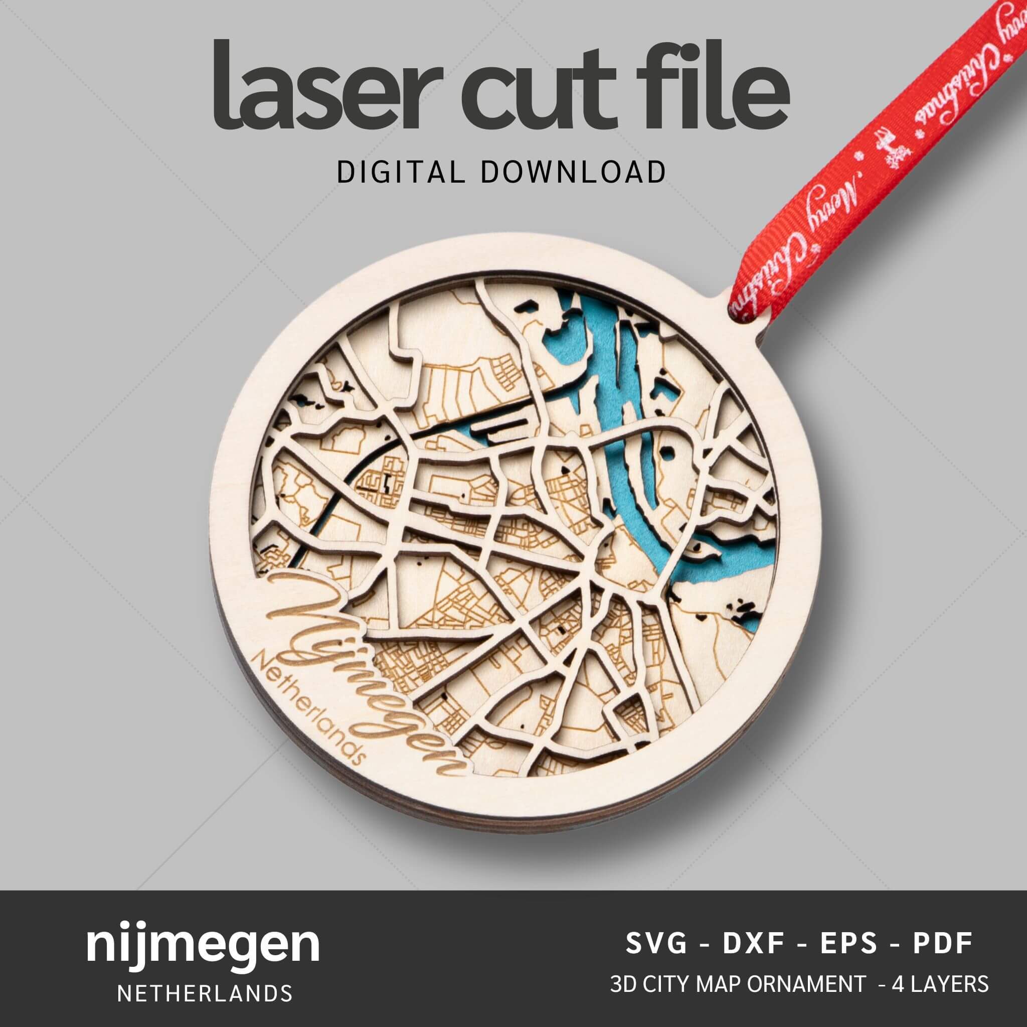 Nijmegen, Netherlands City Map Ornaments Files - 4 Layers - Svg/Ai/Dxf ...