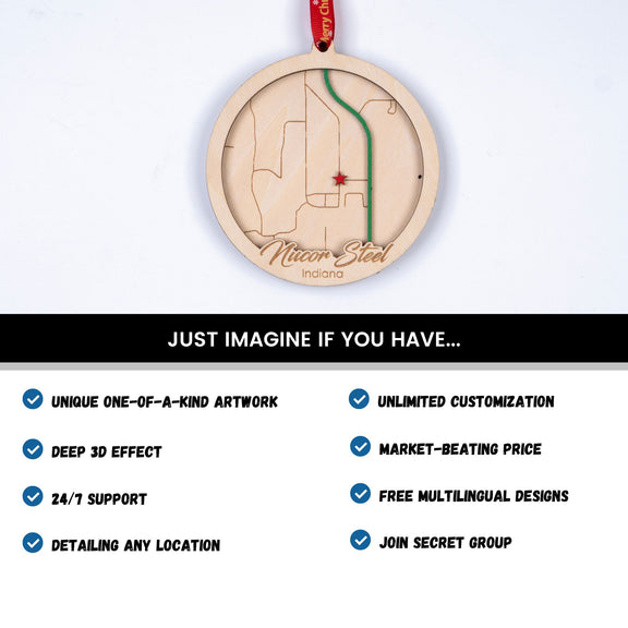 Nucor Steel, Indiana City Map Ornaments Files - 4 Layers - Svg/Ai/Dxf ...