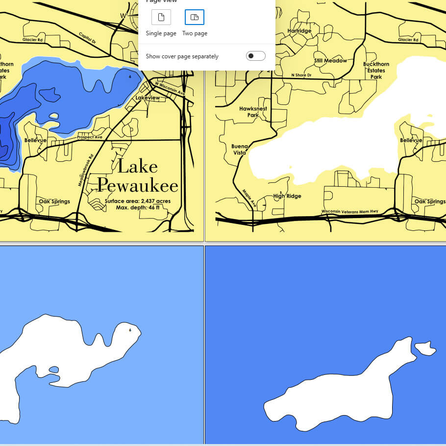 Pewaukee Lake, Wisconsin Laser Map Files - 7 Layers - Svg/Ai/Dxf/Pdf ...
