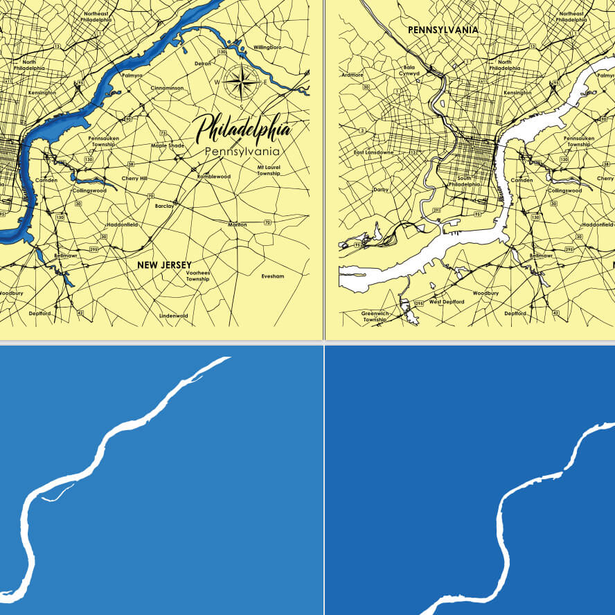 Philadelphia, Pennsylvania Laser Map Files - 5 Layers - Svg/Ai/Dxf/Pdf ...
