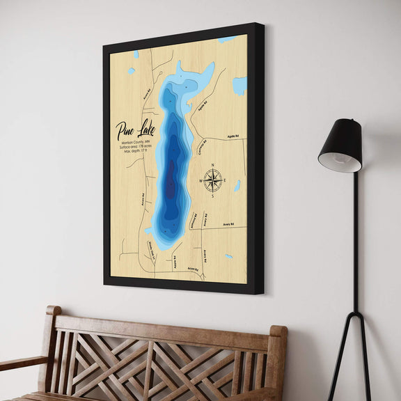 Pine Lake, Minnesota 3D Wooden Map - Blue – 9 Layers – Moc Tho LLC