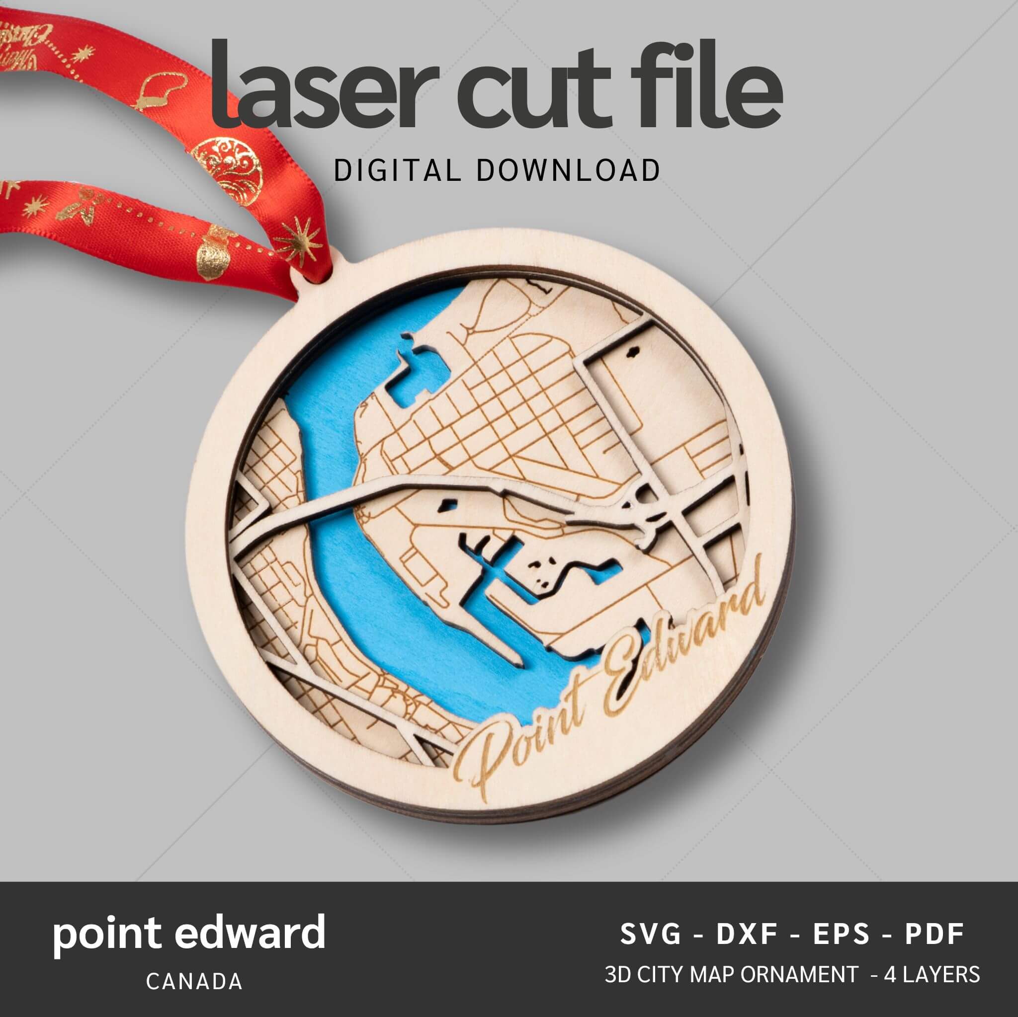 Point Edward, Canada City Map Ornaments Files - 4 Layers - Svg/Ai/Dxf ...