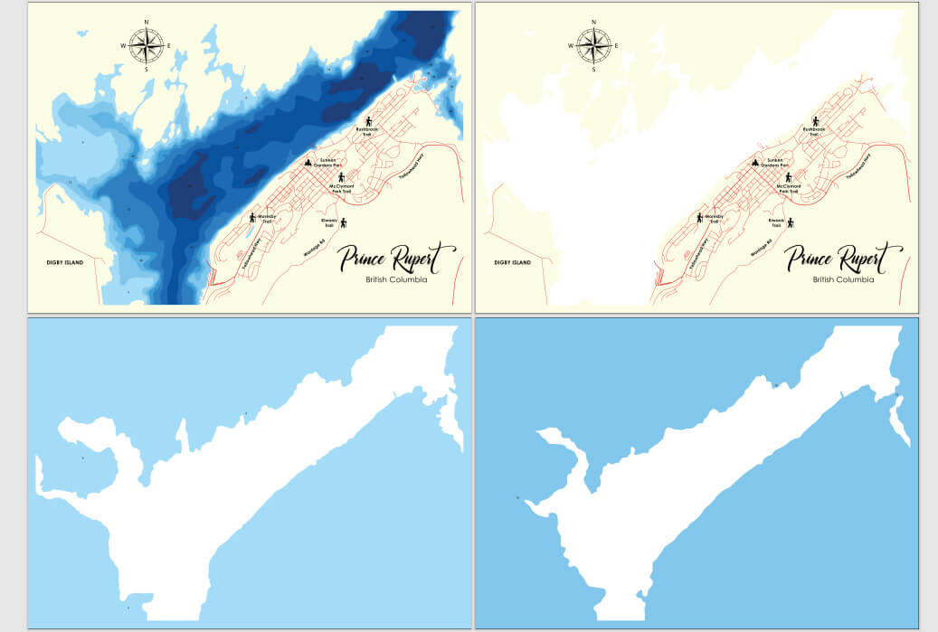 Prince Rupert, British Columbia Laser Map Files - 9 Layers - Svg/Ai/Dx ...