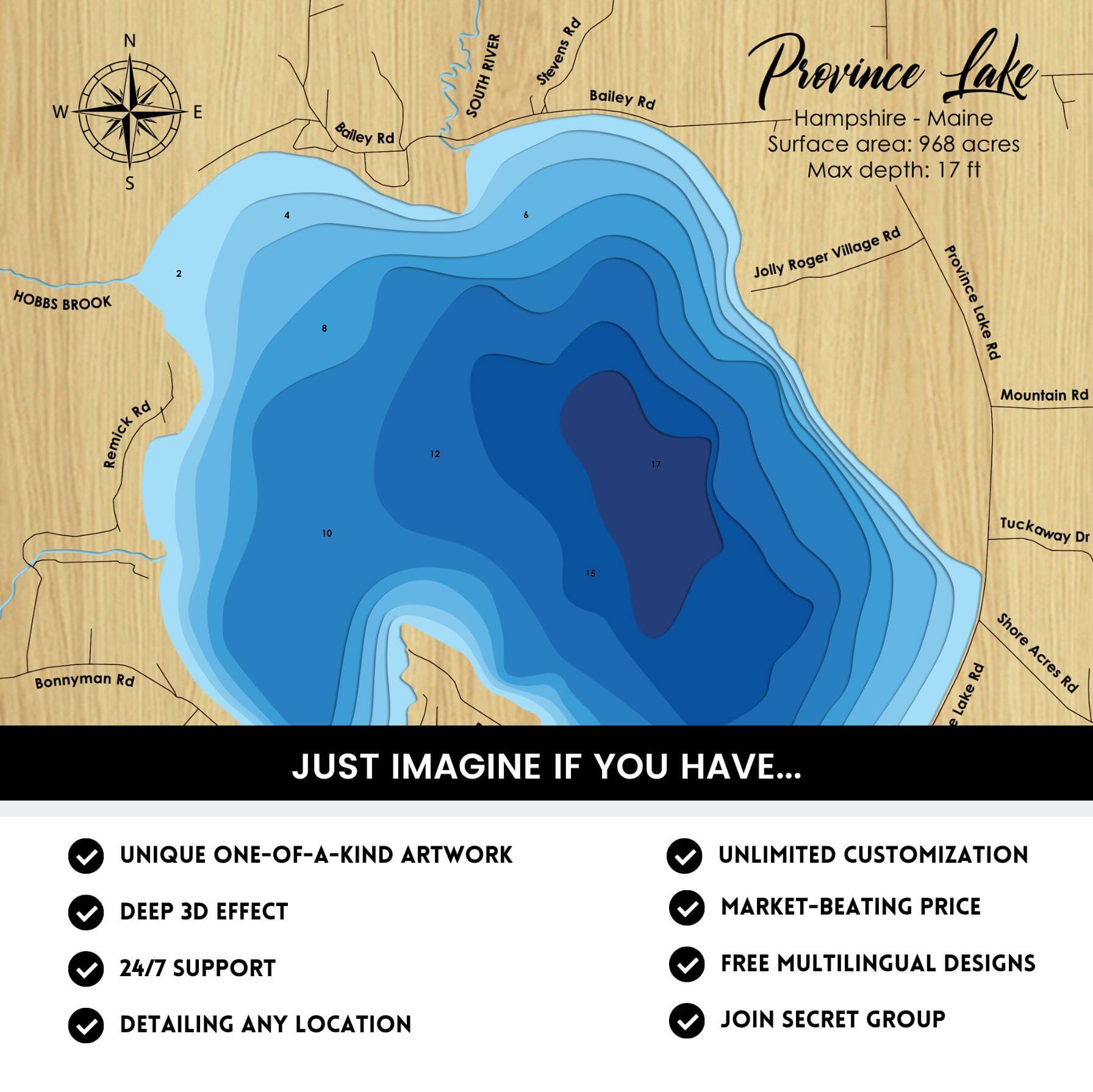 Province Lake, New Hampshire & Maine Laser Map Files -9 Layers -Svg/Ai ...