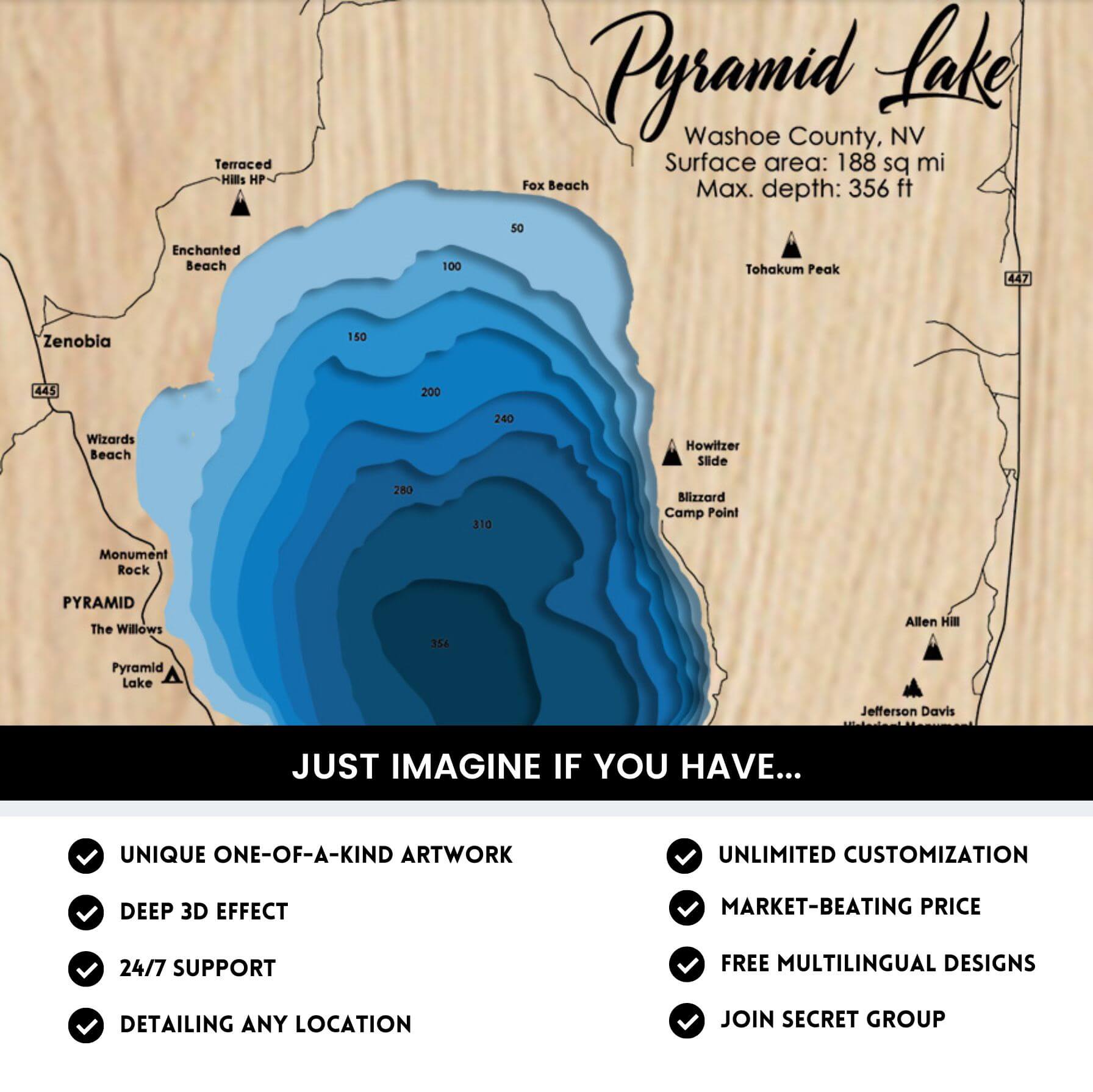 Pyramid Lake, Nevada Laser Map Files - 9 Layers - Svg/Ai/Dxf/Pdf – Moc ...