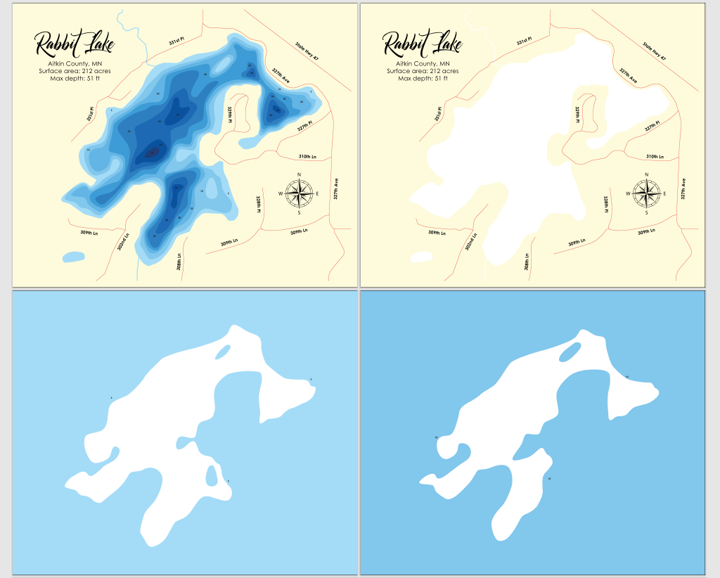 Rabbit Lake, Minnesota Laser Map Files -9 Layers - Svg/Ai/Dxf/Pdf – Moc ...