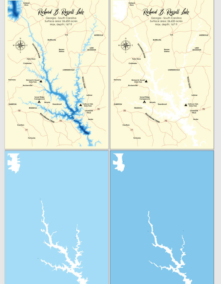 Richard B Russell Lake, Georgia & South Carolina Laser Map Files - 9 L ...