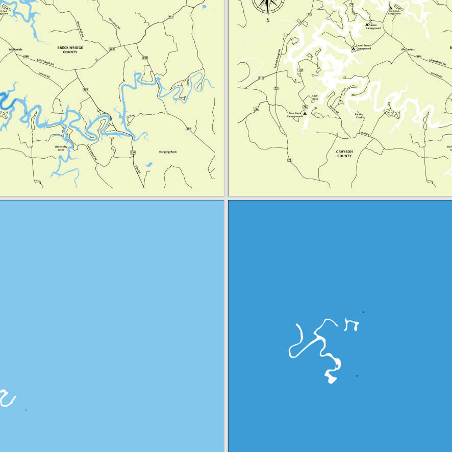Rough River Lake, Kentucky Laser Map Files - 5 Layers - Svg/Ai/Dxf/Pdf ...