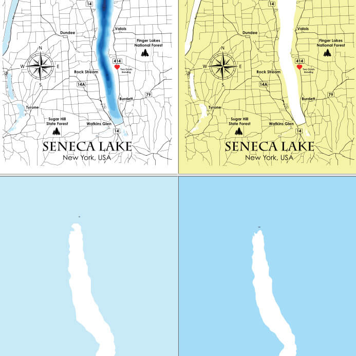 Seneca Lake, New York Laser Map Files - 10 Layers - Svg/Ai/Dxf/Pdf ...