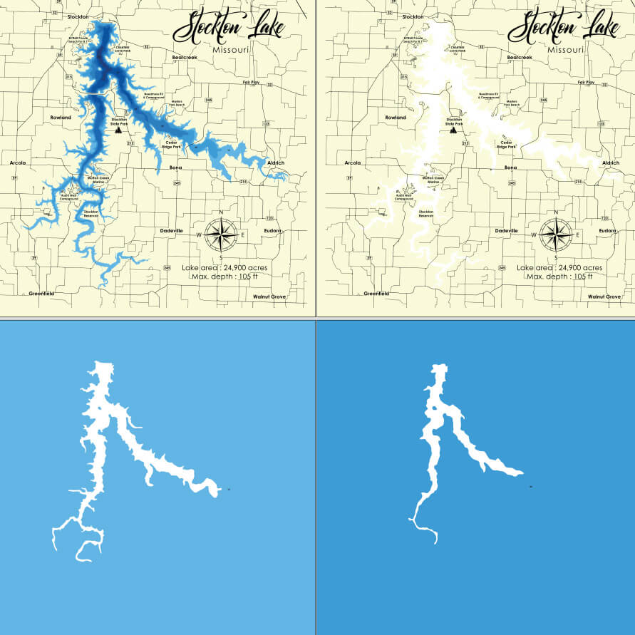 Stockton Lake, Missouri Laser Map Files - 7 Layers - Svg/Ai/Dxf/Pdf ...