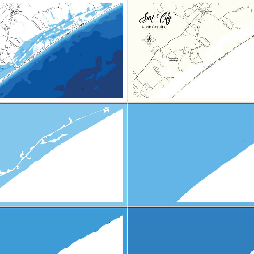 Surf City, North Carolina Laser Map Files - 8 Layers - Svg/Ai/Dxf/Pdf ...
