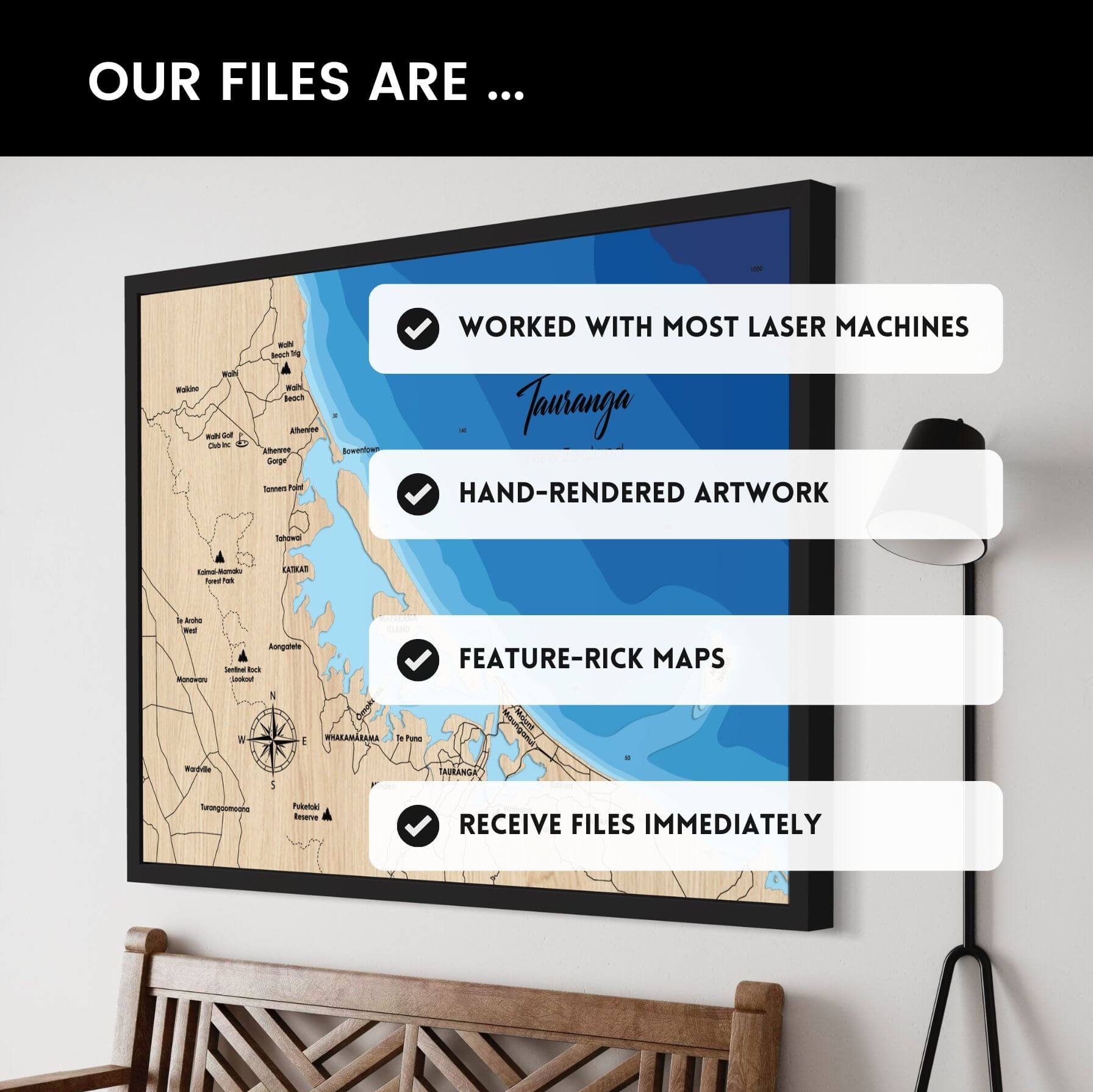 Tauranga, New Zealand Laser Map Files - 9 Layers - Svg/Ai/Dxf/Pdf – Moc ...