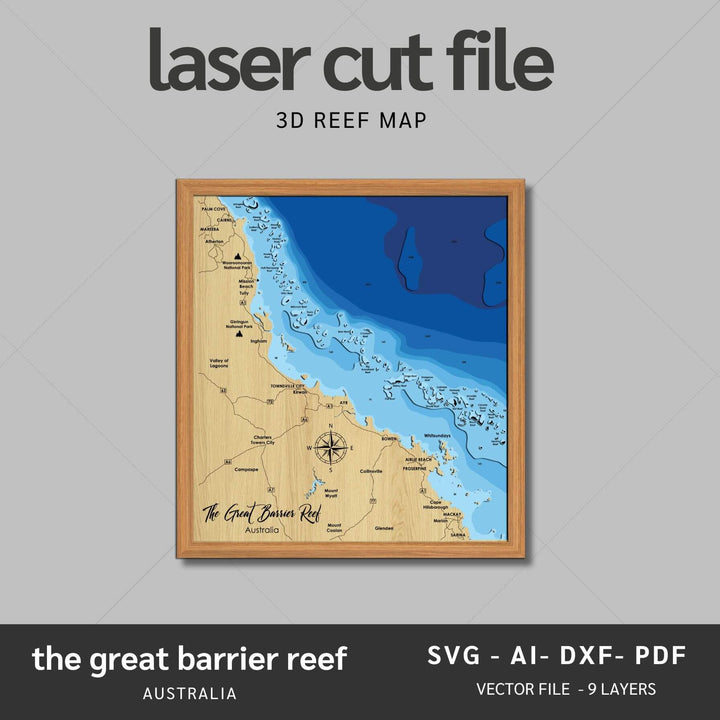 The Great Barrier Reef Laser Map Files - 9 Layers - Svg/Ai/Dxf/Pdf ...