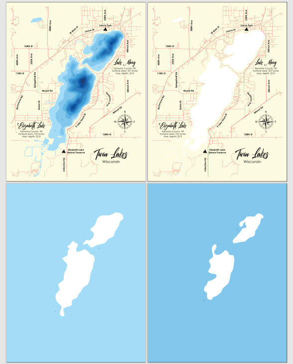 Twin Lakes, Wisconsin Laser Map Files - 9 Layers - Svg/Ai/Dxf/Pdf – Moc ...