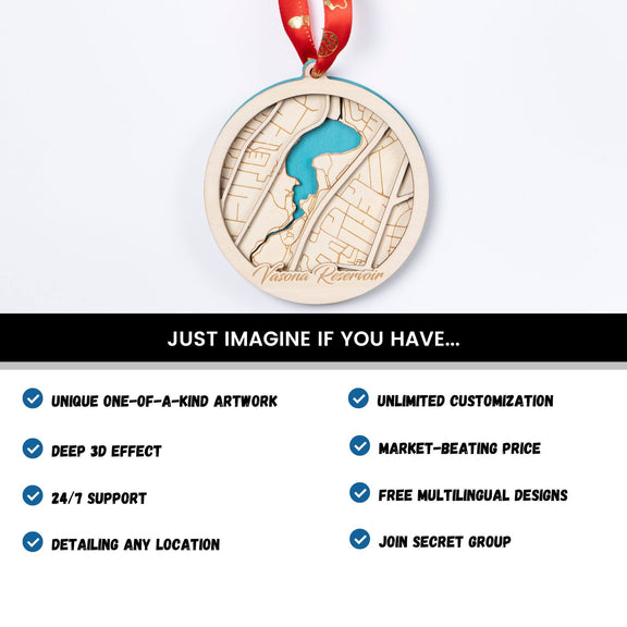 Vasona Reservoir, California USA Map Ornaments Files - 4 Layers - Svg ...