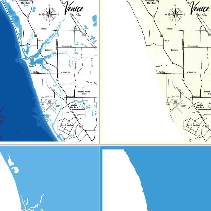 Venice, Florida Laser Map Files - 7 Layers - Svg/Ai/Dxf/Pdf – Moc Tho LLC