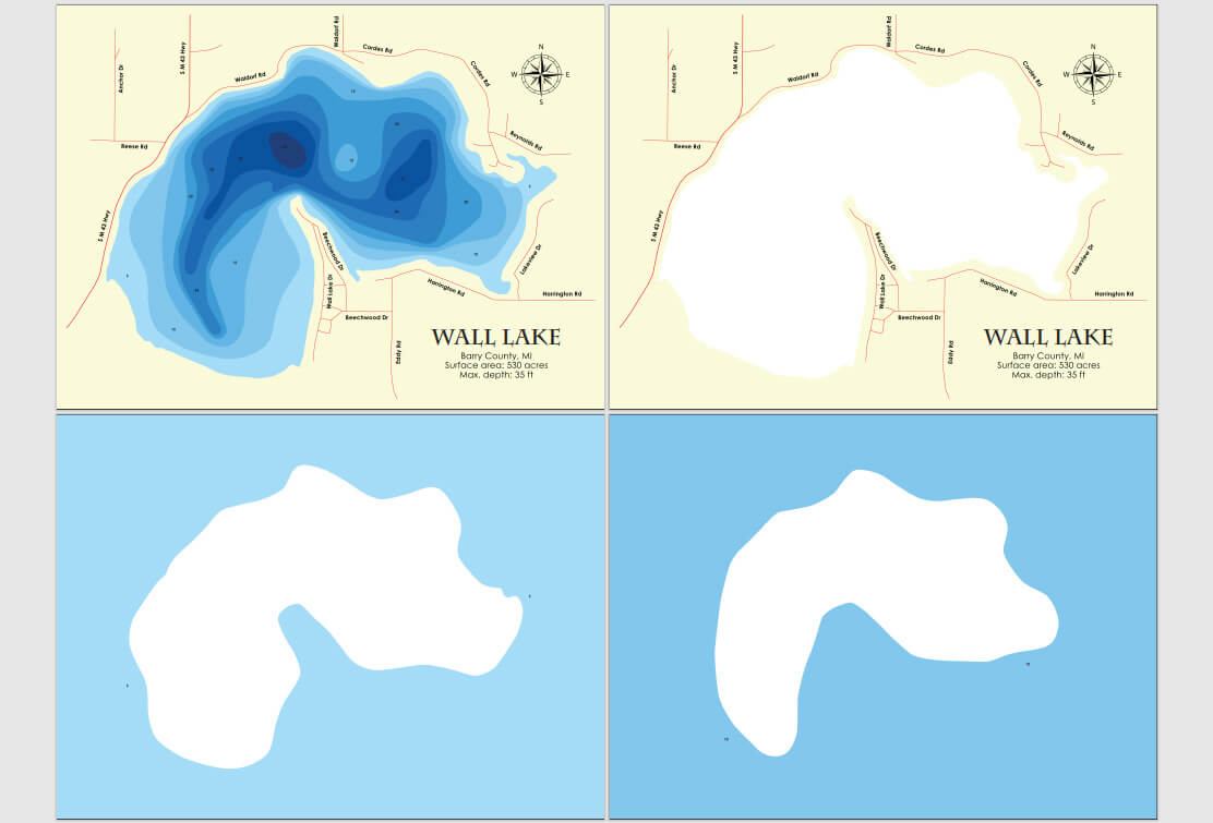 Wall Lake, Michigan Laser Map Files - 9 Layers - Svg/Ai/Dxf/Pdf – Moc ...
