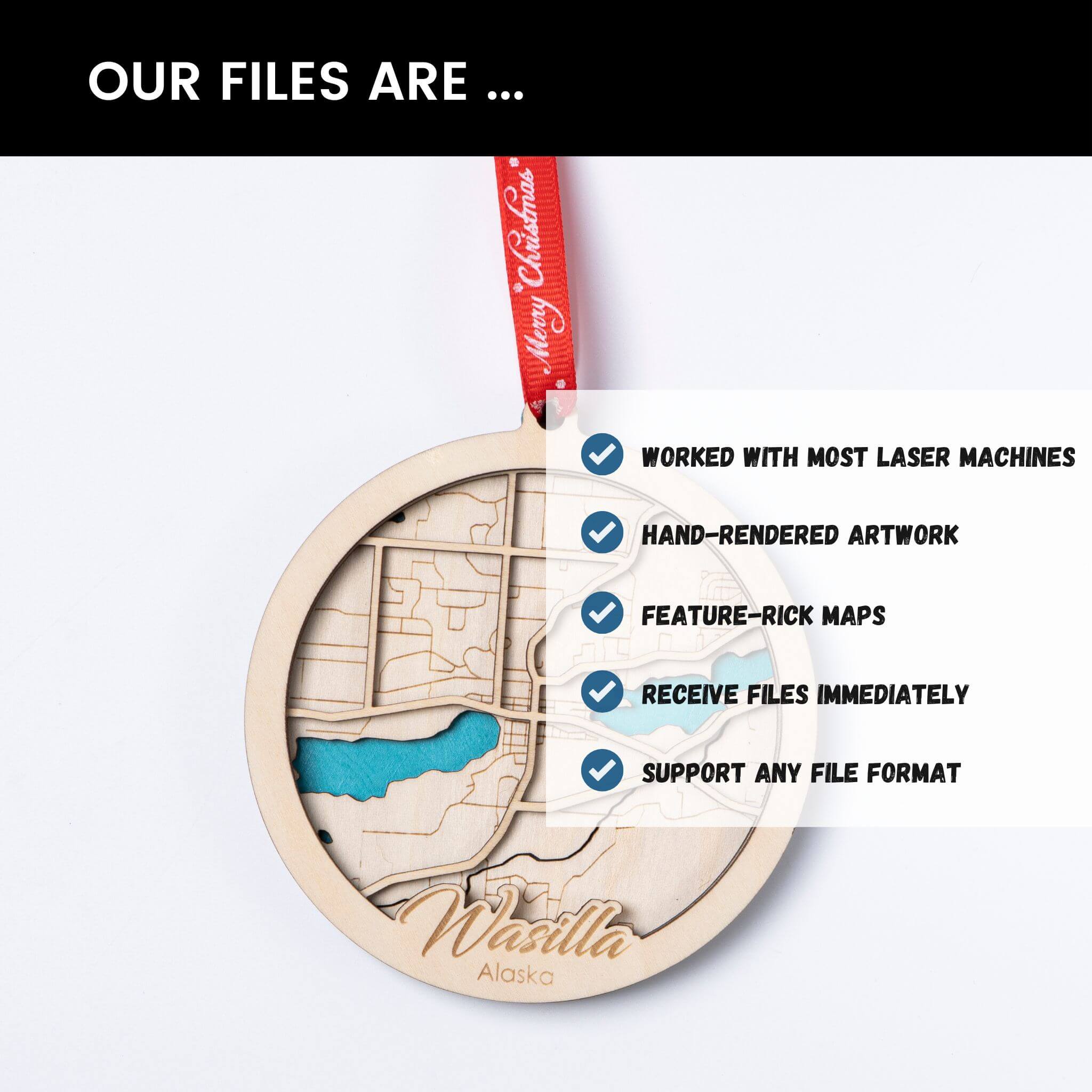 Wasilla, AK City Map Ornaments Files - 4 Layers - Svg/Ai/Dxf/Pdf – Moc ...