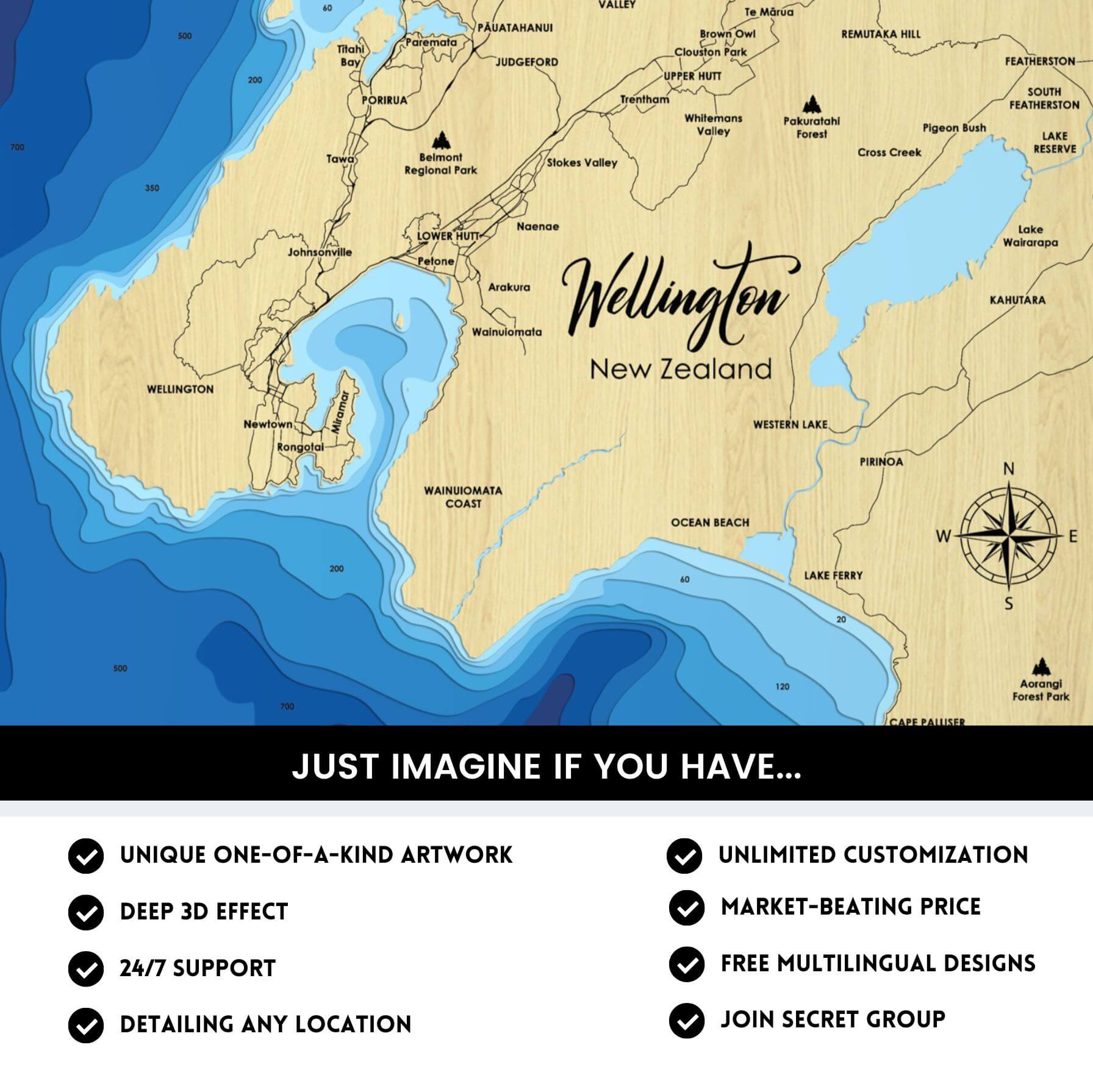 Wellington, New Zealand Laser Map Files - 9 Layers - Svg/Ai/Dxf/Pdf ...